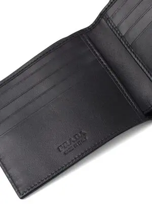 Prada Logo-plaque Bi-fold Wallet - Black