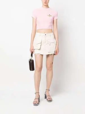 CHIARA FERRAGNI Embroidered-logo Cropped T-shirt