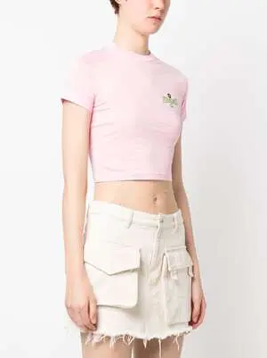 CHIARA FERRAGNI Embroidered-logo Cropped T-shirt