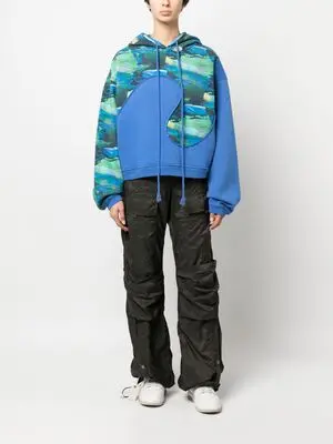 ERL Abstract-print Long-sleeved Hoodie - Blue