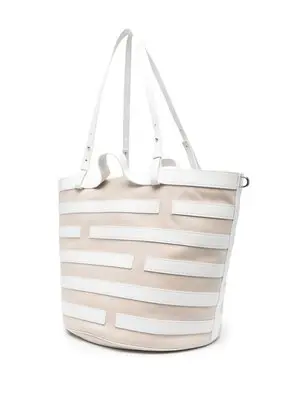 Casadei Stripe-pattern Leather Tote Bag - Neutrals
