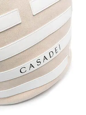 Casadei Stripe-pattern Leather Tote Bag - Neutrals
