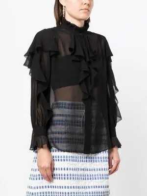 Shiatzy Chen See-through Silk Shirt - Black