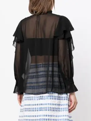 Shiatzy Chen See-through Silk Shirt - Black