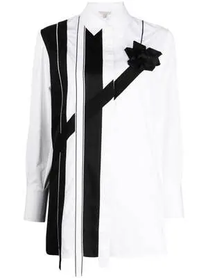 Shiatzy Chen Cotton Shirt With Ribbon Detailing - White