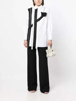 Shiatzy Chen Cotton Shirt With Ribbon Detailing