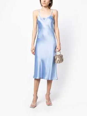 Voz Satin-finish Midi Dress - Blue