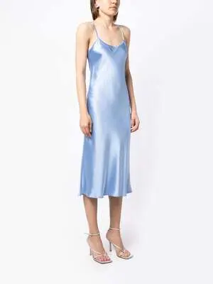 Voz Satin-finish Midi Dress - Blue