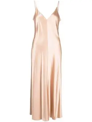 Voz Satin V-neck Slip Midi Dress - Gold