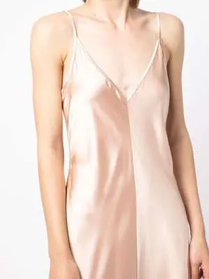 Voz Satin V-neck Slip Midi Dress - Gold