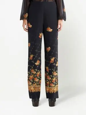 Etro Silk Paisley-print Straight Trousers