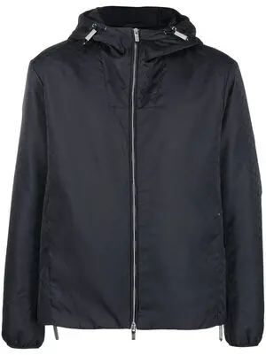 Emporio Armani Monogram-pattern Hooded Jacket - Blue