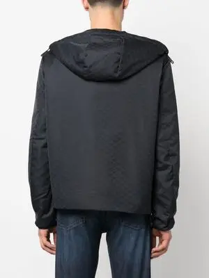 Emporio Armani Monogram-pattern Hooded Jacket - Blue