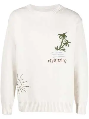 PRESIDENT’S Logo-print Knitted Sweatshirt - Neutrals