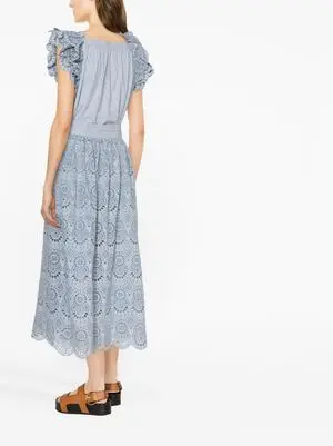 Ulla Johnson Clarabella Eyelet-detail Midi Skirt