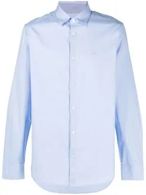 Armani Exchange Logo-embroidered Long-sleeve Cotton Shirt