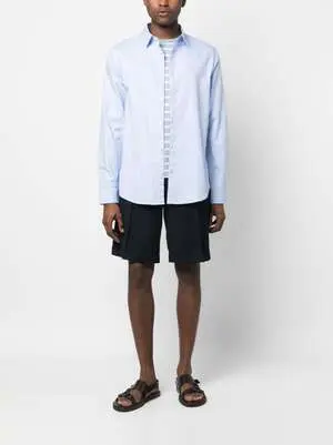 Armani Exchange Logo-embroidered Long-sleeve Cotton Shirt