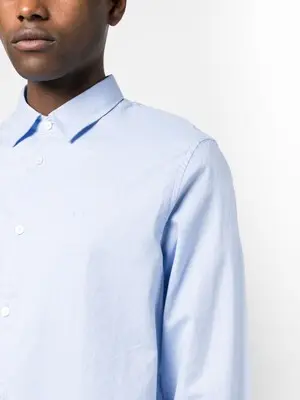 Armani Exchange Logo-embroidered Long-sleeve Cotton Shirt