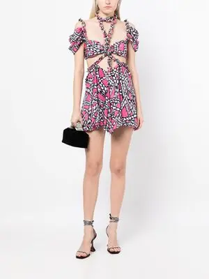 AREA Rope-print Cut-out Minidress