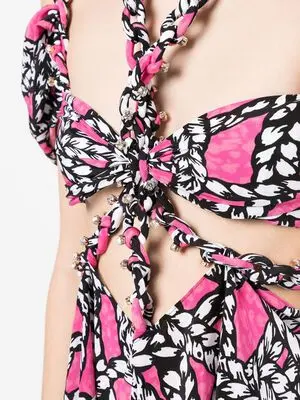 AREA Rope-print Cut-out Minidress