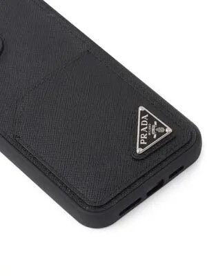 Prada Saffiano Leather Iphone 14 Pro Max Case - Black | Editorialist