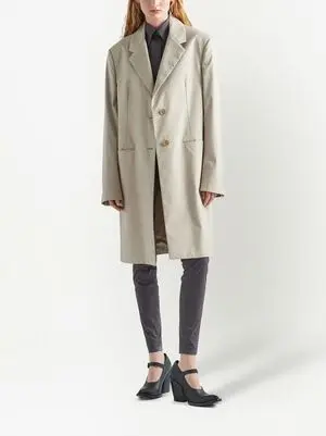 Prada Single-breasted Cotton Coat - Neutrals