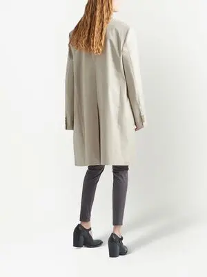 Prada Single-breasted Cotton Coat - Neutrals