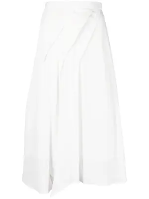 BLANCA VITA Draped Midi Skirt - White