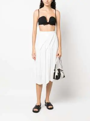 BLANCA VITA Draped Midi Skirt - White