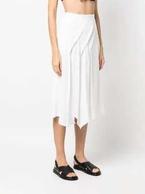 BLANCA VITA Draped Midi Skirt - White