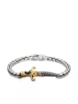 David Yurman 18kt Yellow Gold And Sterling Waves Dagger Bracelet - Silver