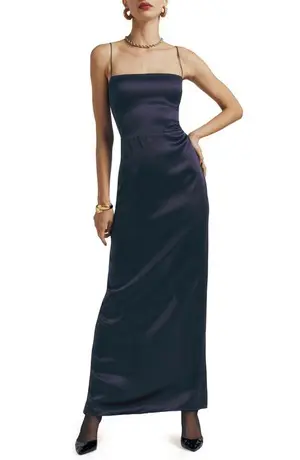 REFORMATION Frankie Silk Slipdress Navy