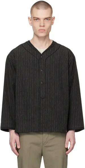 visvim Dugout Shirt ストライプ Visvim Dugout Shirt - Black | Editorialist