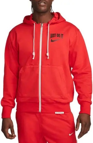 Nike Dri-fit Standard Issue Zip Hoodie - University Red/black