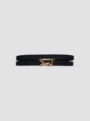Saint Laurent Opyum Double Wrap Bracelet In Leather And Metal