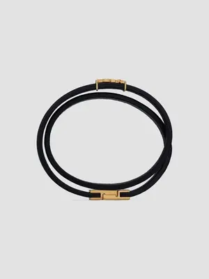 Saint Laurent Opyum Double Wrap Bracelet In Leather And Metal