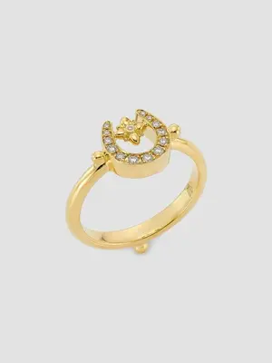 Temple St. Clair Celestial 18k Yellow & 0.12 Tcw Diamond Mini Horseshoe Ring - Gold