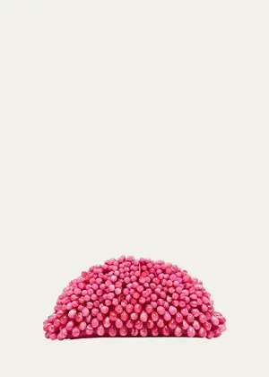 Cult Gaia Jaala Mini Beaded Shell Clutch Bag - Dragonfruit