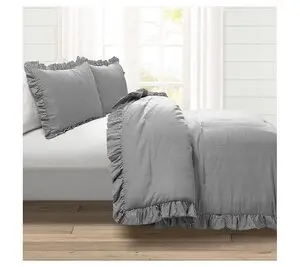 LUSH DECOR Reyna Stripe Ruffle Soft Comforter 3 C King