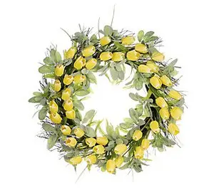 PULEO INTERNATIONAL Puleo 30' Tulip Floral Spring Wreath With Green Leaves - One-color