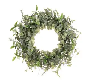 PULEO INTERNATIONAL Puleo 24' Eucalyptus Spring Wreath With Green L Eaves - One-color