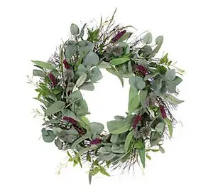 PULEO INTERNATIONAL Puleo 24' Lavender Floral Spring Wreath With Gr Een Leaves - One-color