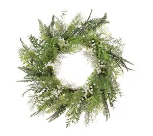 PULEO INTERNATIONAL Puleo 24' Babysbreath Floral Spring Wreath With Green Lea - One-color
