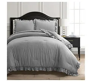 LUSH DECOR Reyna Stripe Ruffle Soft Comforter 3 C F/q - One-color