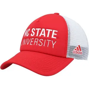 Adidas White Nc State Wolfpack Foam Trucker Snapback Hat - Red