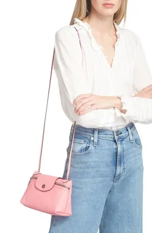 Longchamp Le Pliage Leather Crossbody Bag - Pink