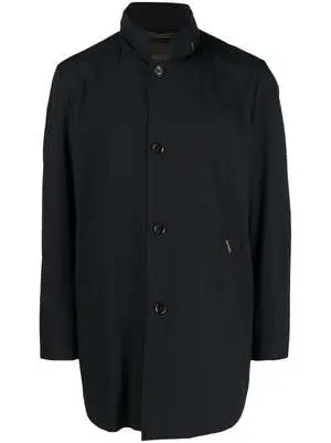 MOORER Stand-up Collar Raincoat - Black
