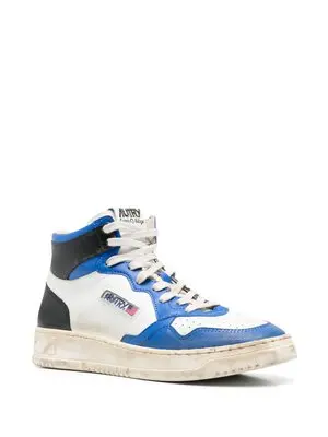 AUTRY Distressed-effect Hi-top Sneakers - White