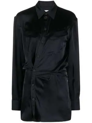 Off-White Ruched Asymmetric Shirt Dress