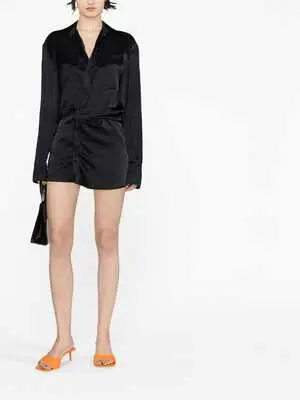 Off-White Ruched Asymmetric Shirt Dress